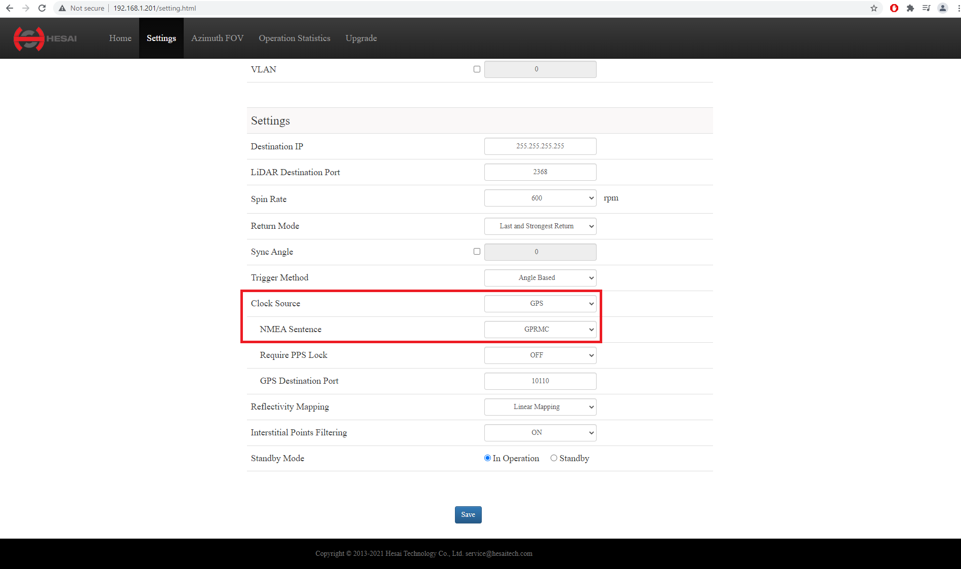 Interfacing an MTi GNSS/INS device with a HESAI Lidar