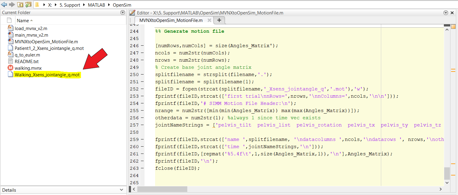 Importing Motion Files into OpenSim