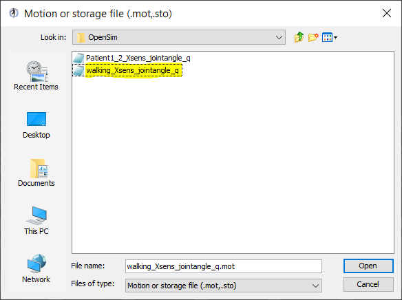 Importing Motion Files into OpenSim