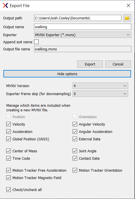 Importing Motion Files into OpenSim