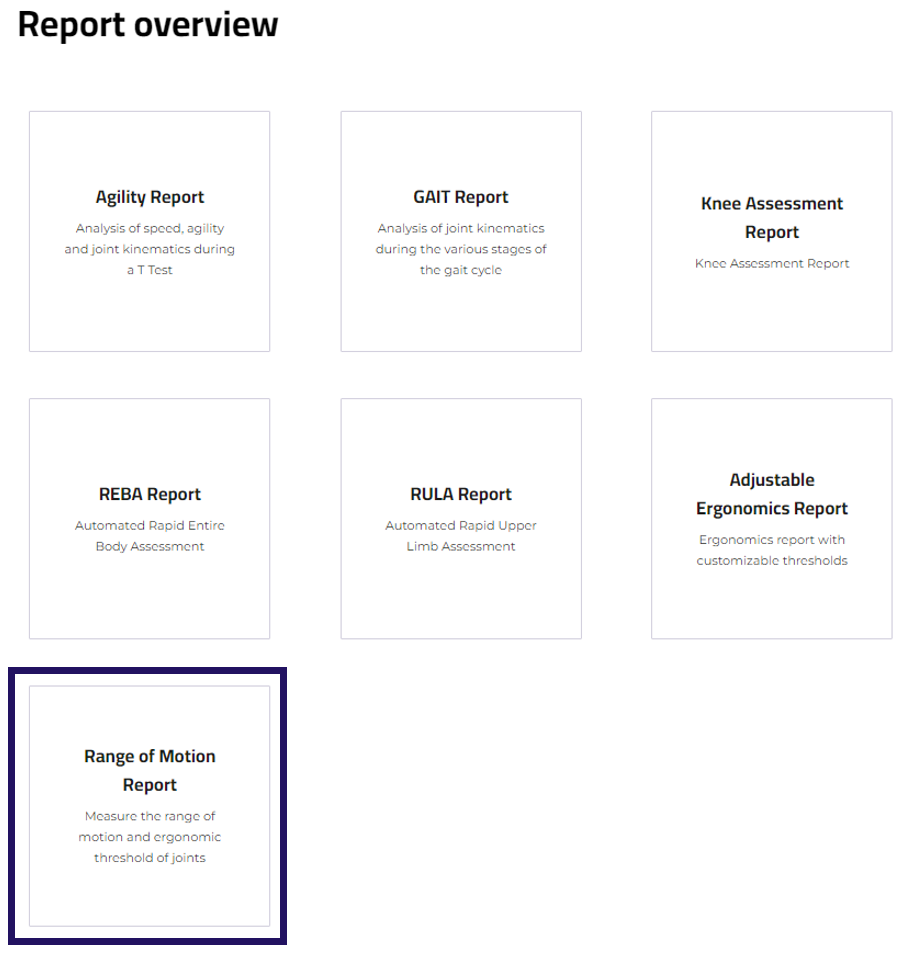 Range of Motion Report - How to generate the report?